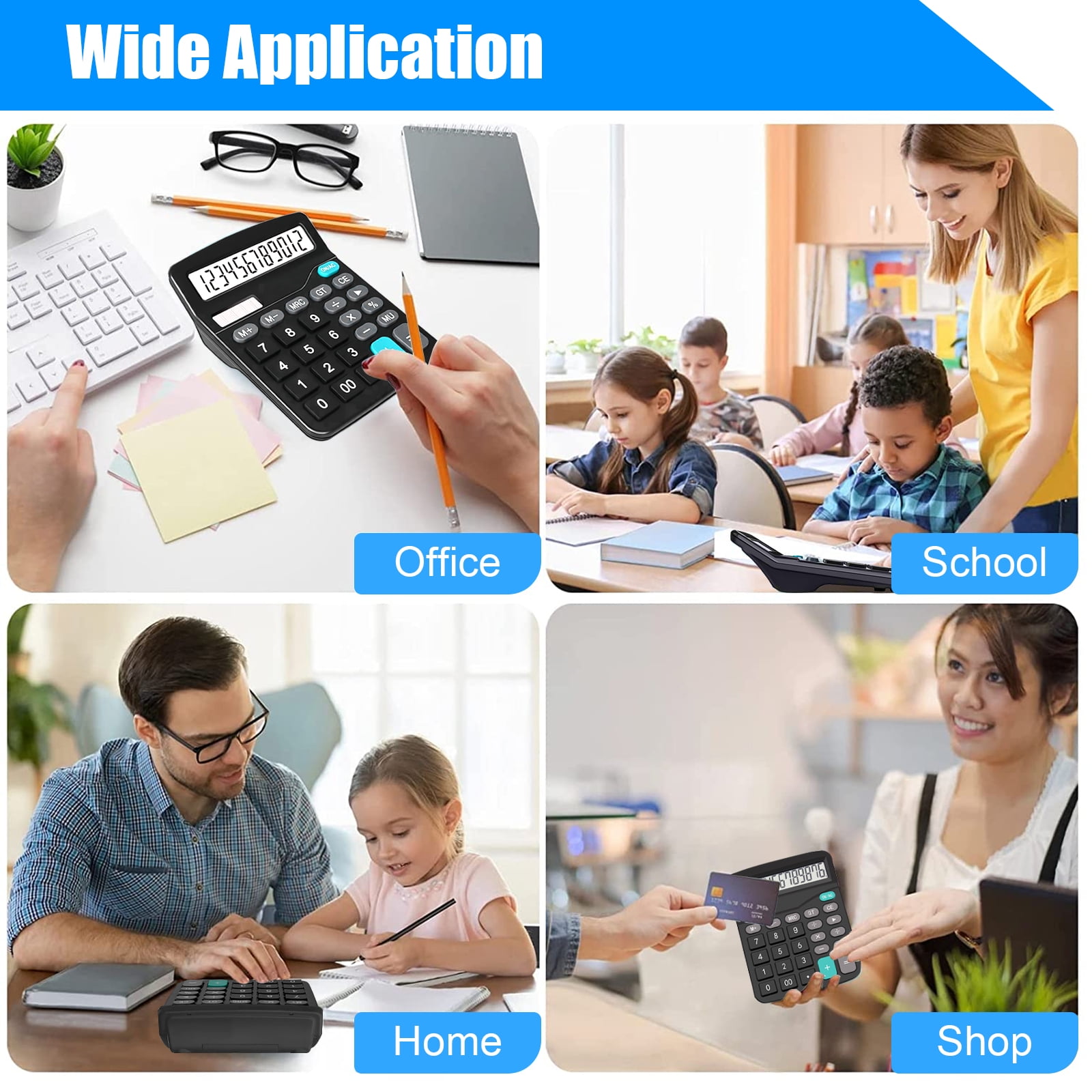 EEEkit Standard Function Desktop Handheld Calculator with 12 Digit Large LCD Display, Solar and ...
