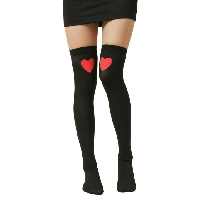 Womens Thigh High Socks Girls Valentines Day Sock Heart Love Prints