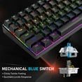 Wired Gaming Keyboard Rainbow Backlit Mechanical Keyboard Type-C 84 ...