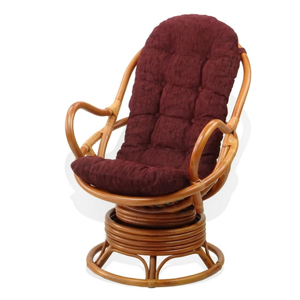 SK New Interiors Java Swivel Rocking Lounge Chair Natural Rattan Wicker ...