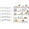 65.4 Inch 5-Tier Convertible Corner Bookshelf with 4 Hooks, Industrial ...