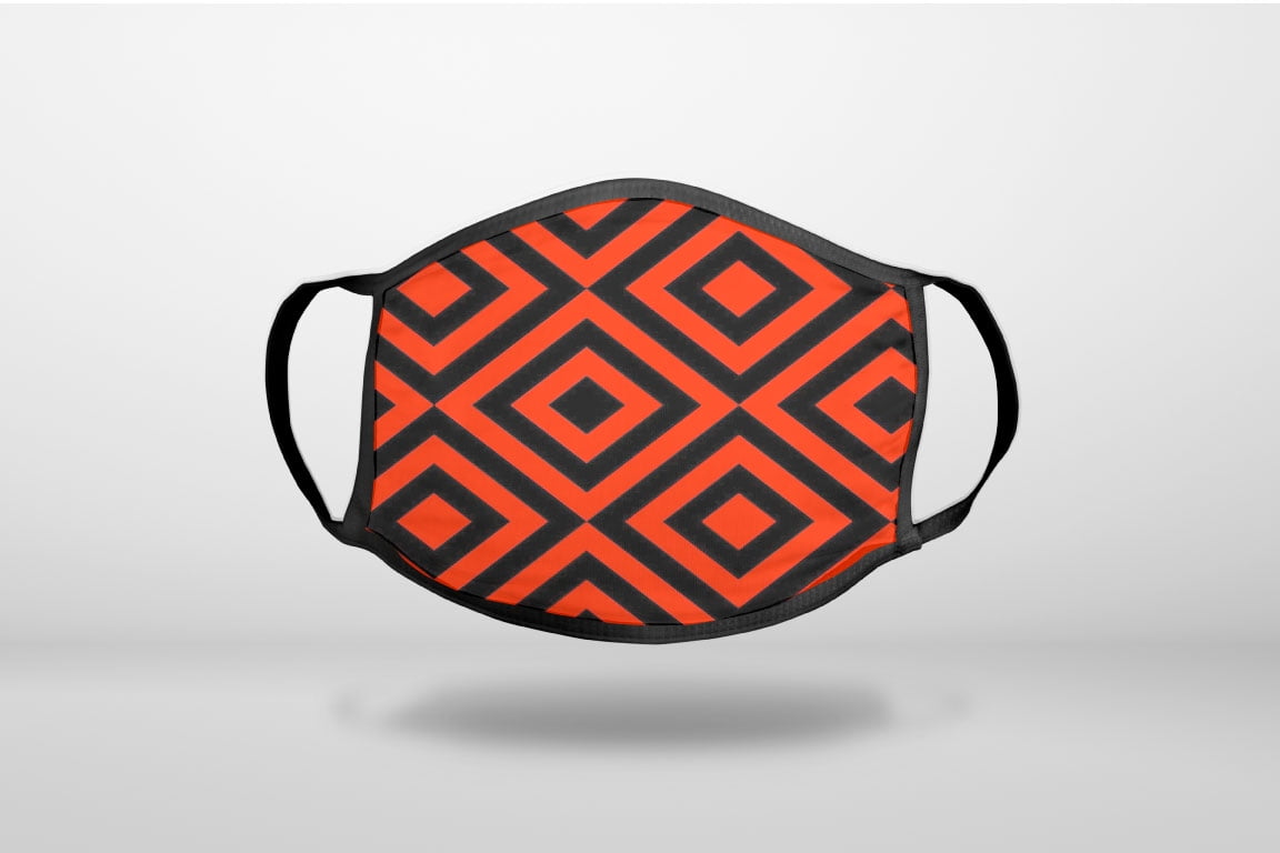 Black Red Diamond Pattern Geometric - 3-Ply Reusable Soft Face Mask ...