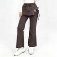 Brown Kids Girl Boy Straight Leg Elastic Waist Fake 2 Long Leg Trousers ...