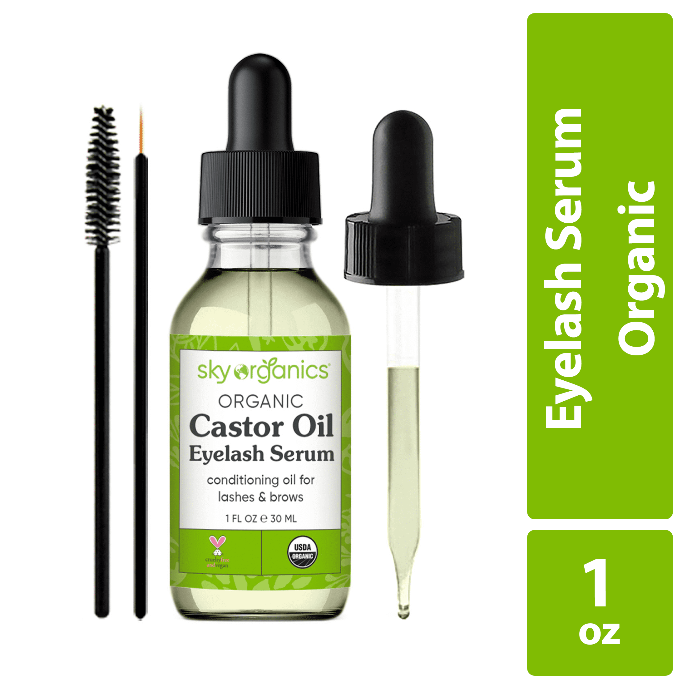 Sky Organics Organic Castor Oil Eyelash Serum For Lashes And Brows 1 Fl Oz