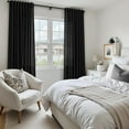 2-Panel Black Linen Curtains, 50x96 Inches, Semi-Sheer Light Filtering ...