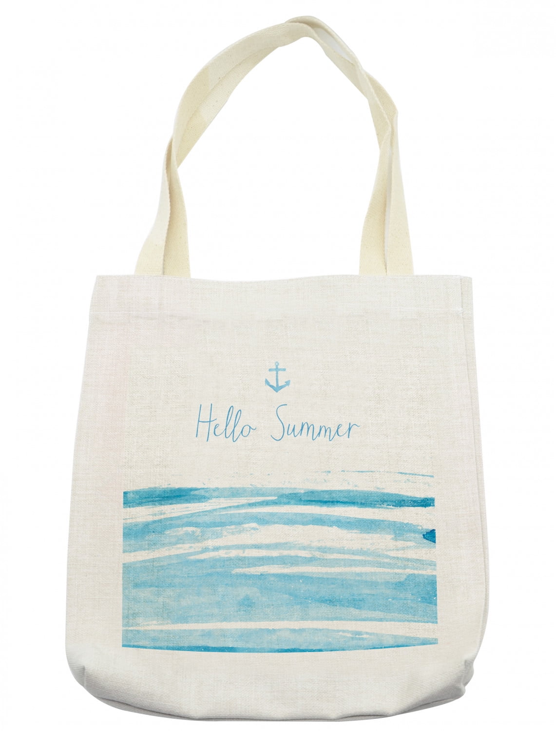 Hello Summer Tote Bag, Marine Themed Lettering and Seascape Waves ...