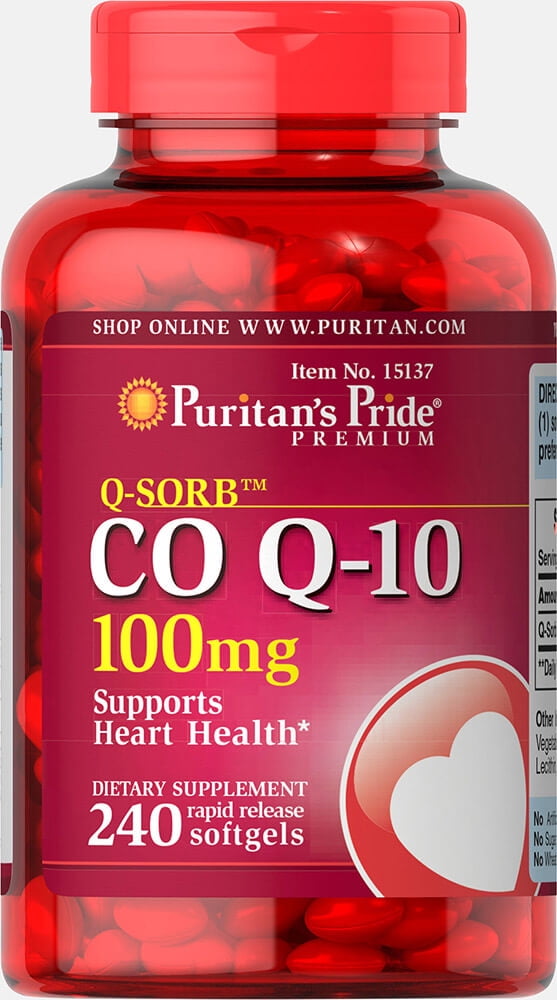 Puritan's Pride Q-SORB Co Q-10 100 mg-240 Rapid Release Softgels - Walmart.com - Walmart.com