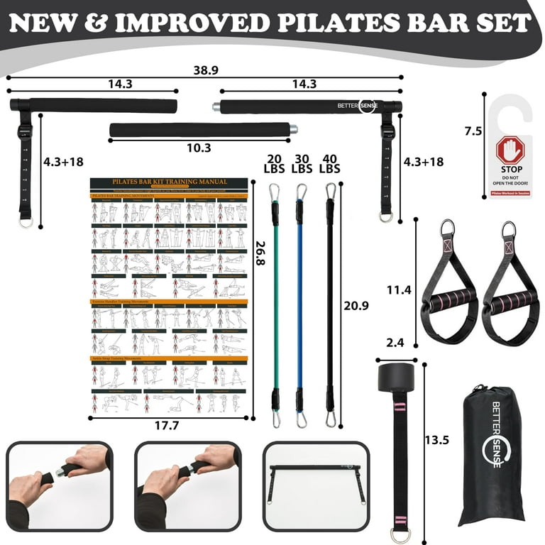 Pilates Bar Kit With Resistance Bands, WeluvFit Adjustable Bands ...