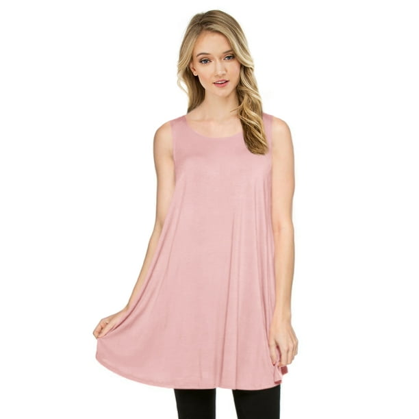Nyl Apparel Nyl Apparel Womens Sleeveless Long A Line Tunic Tank Top