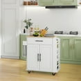 HOMCOM Kitchen Island with Storage and Power Outlets, Rolling, White ...