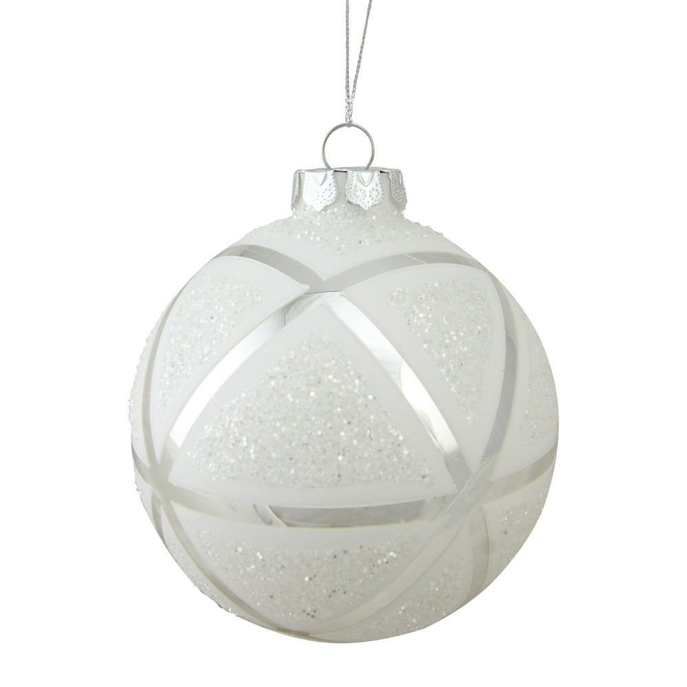 Northlight 4" Geometric Glass Ball Christmas Ornament - White - Walmart ...