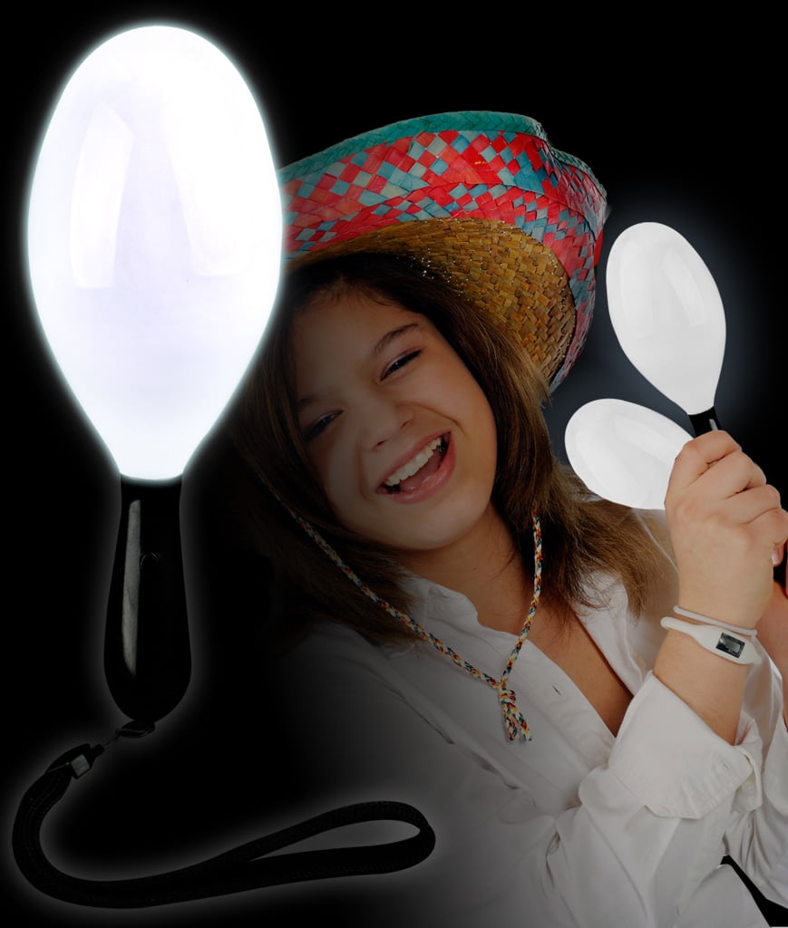 Fun Central (AI673) 1 pc 7 Inch White LED Maraca Supreme, Glow in the ...