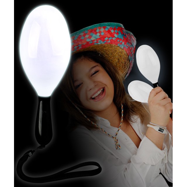 Fun Central (AI673) 1 pc 7 Inch White LED Maraca Supreme, Glow in the ...