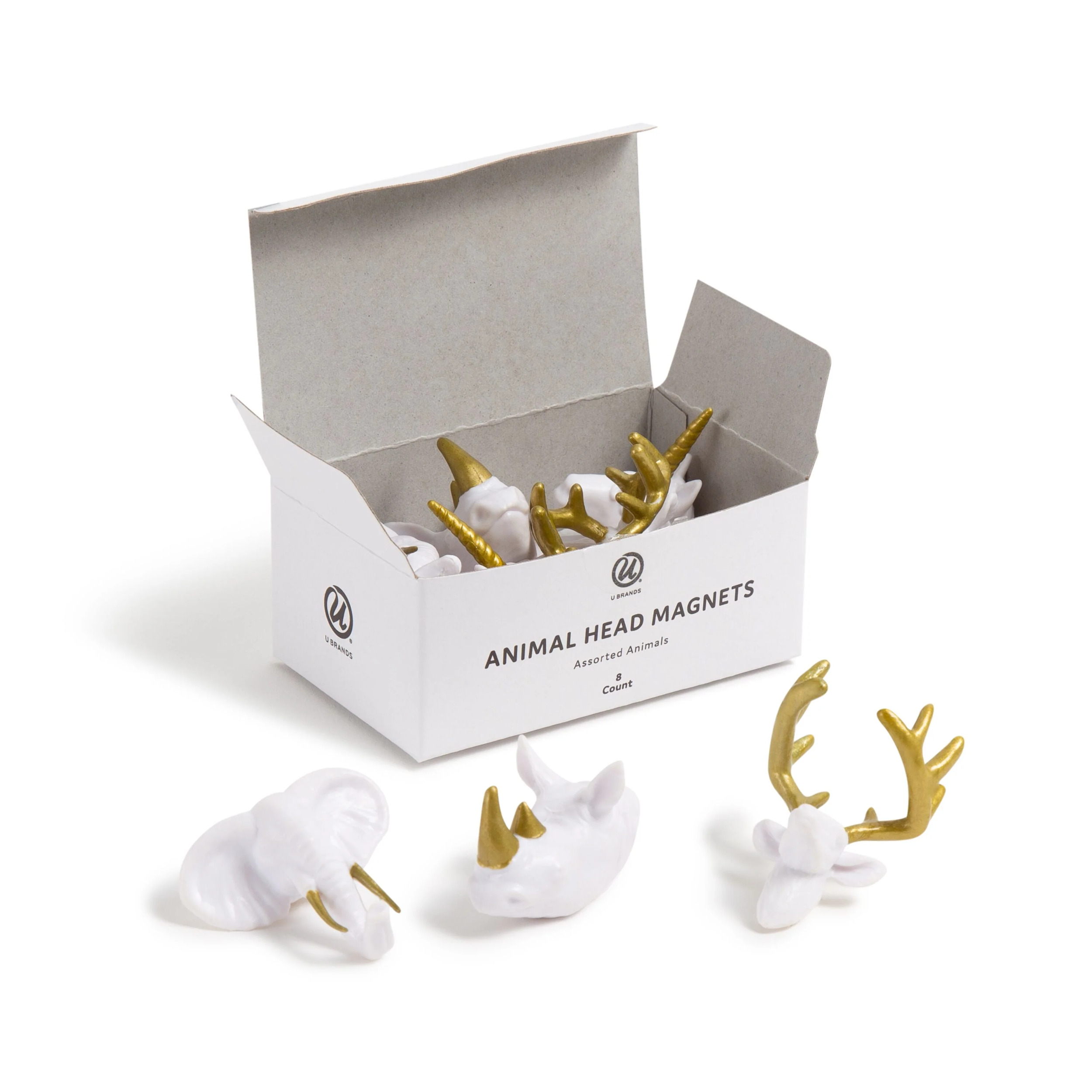 U Brands Animal Head Magnets, White and Gold, 8-Count - Walmart.com
