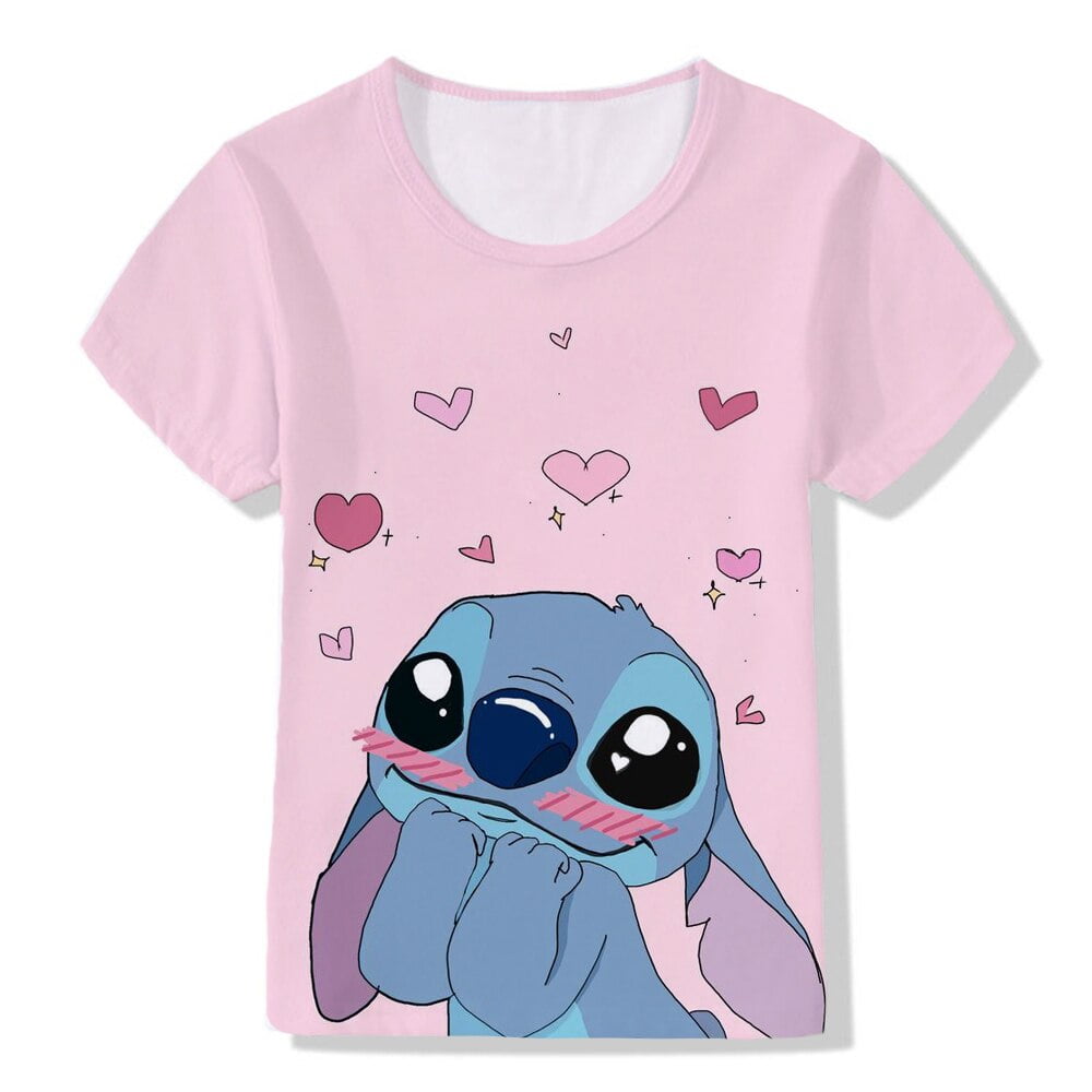 Kawaii Disney Stitch niño niña ropa dibujos animados camiseta para niño ...