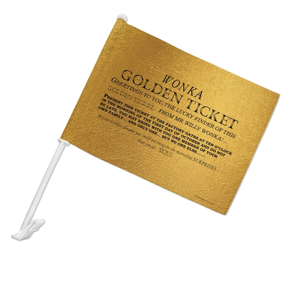 Willy Wonka and the Chocolate Factory Golden Ticket Car Truck Flag with ...