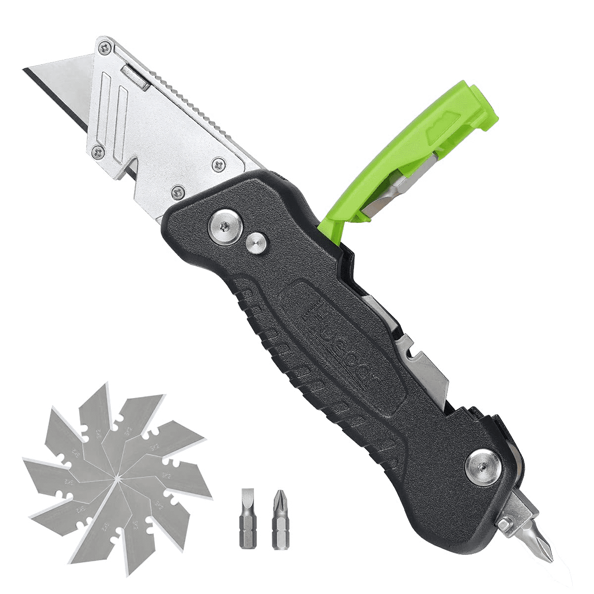 Huepar Folding Utility Knife, Quick Change Box Cutter Retractable with ...