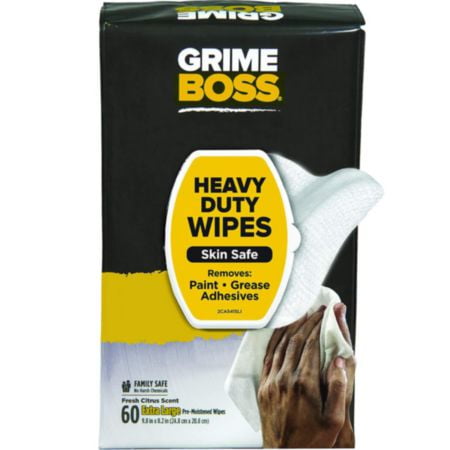 Grime Boss Heavy Duty Hand & Surface Wipes, Skin safe wet wipes, easily ...