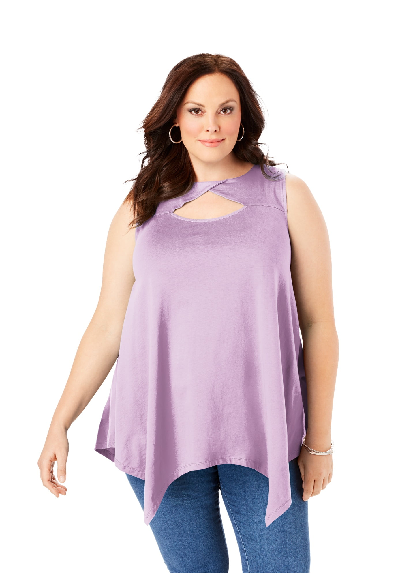 Roaman s Women s Plus Size Sleeveless Keyhole Tunic Long Shirt roaman-s-women-s-plus-size-sleeveless-keyhole-tunic-long-shirt
