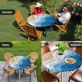 Blue Geometric Beach Round Tablecloth for 55-60 Inch Tables,Fitted ...