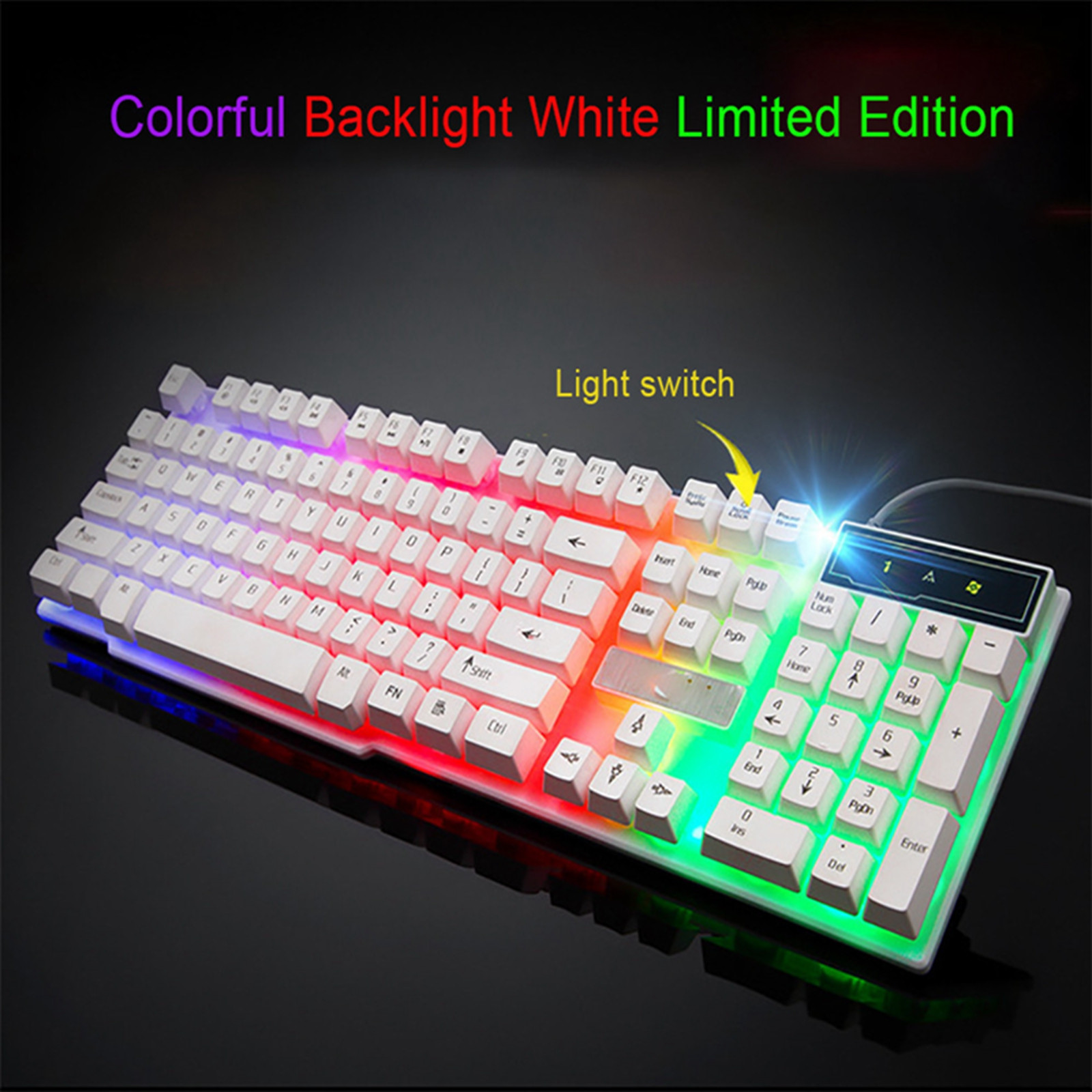 YZHM Colorful Crack Led Illuminated Backlit Usb Wired Pc Rainbow Gaming ...