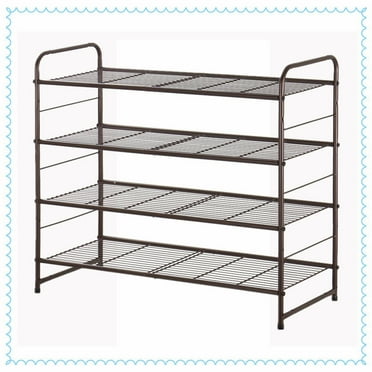 Shoe Rack, 4 Tier Shoe Organizer with 4 Shelves Metal Shoe Storage ...