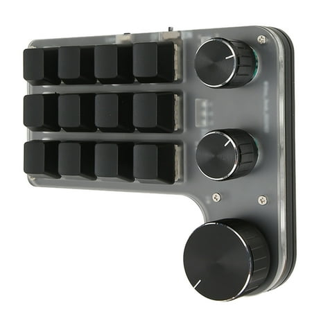 12 Keys USB Mini Programmable Keypad, One Handed Mechanical Keyboard With 3 Knobs For Win For ...