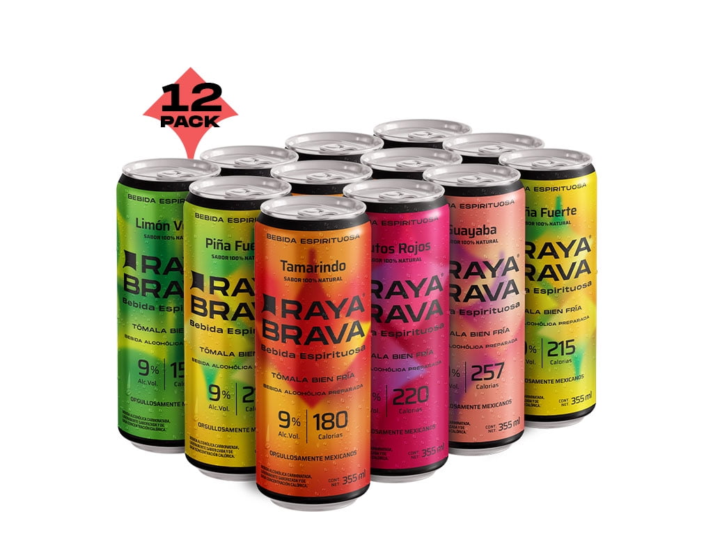 Raya Brava Mix de Sabores - Bebida Espirituosa con 9% Alc. 12 Pack ...