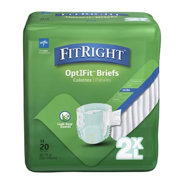 FitRight OptiFit Briefs, Ultra Absorbent, Disposable Adult Briefs with ...