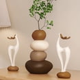 Deer Figurine Statues Stacked Stone Flower Vase Small Sculptures ...