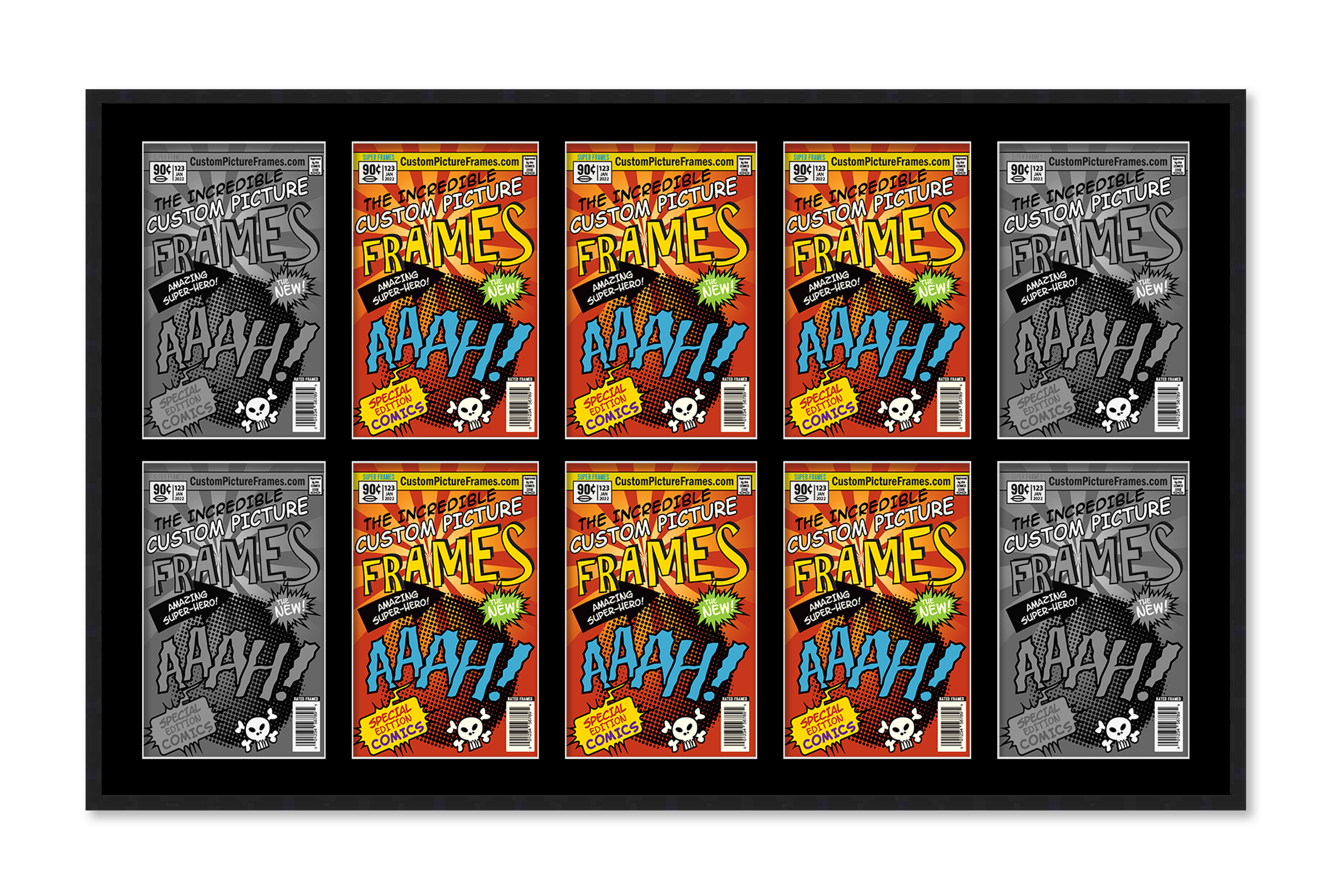 10 Comic Book Frame Black Collage Comic Book Frame with Black Mat to ...