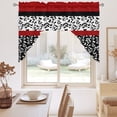 Abstract Red Swag Curtain Valance for Windows, Black Stripes Floral ...