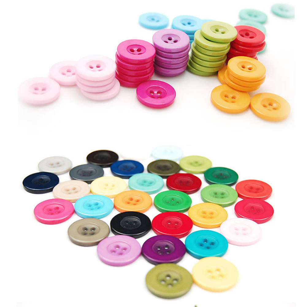 hirigin 100 Pcs Multi-color Sewing Round Buttons, 4 Holes for Kids Girl ...