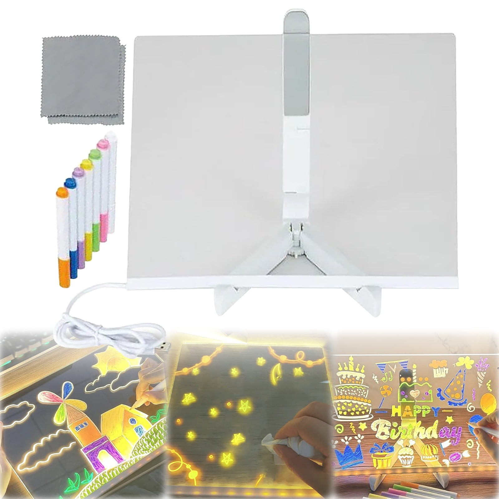 Christmas Decor Led Drawing Board Doodle Glow Drawing Board Led Note ...