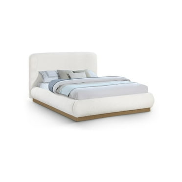 Meridian Furniture Flynn Cream Linen Textured Fabric King Bed - Walmart.com