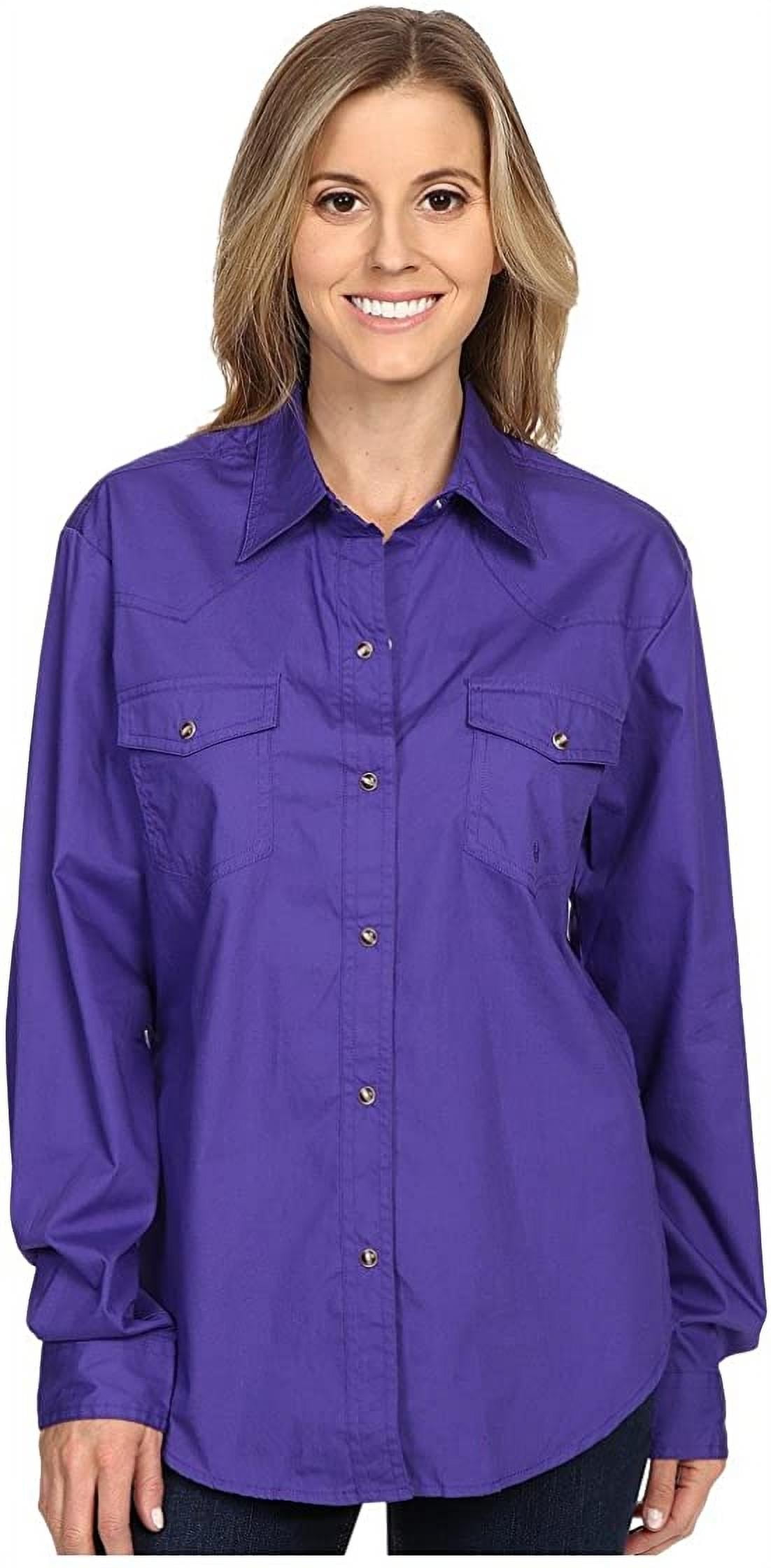 Roper Western Shirt Womens L/S Solid Poplin Purple 03-050-0265-1067 PU ...