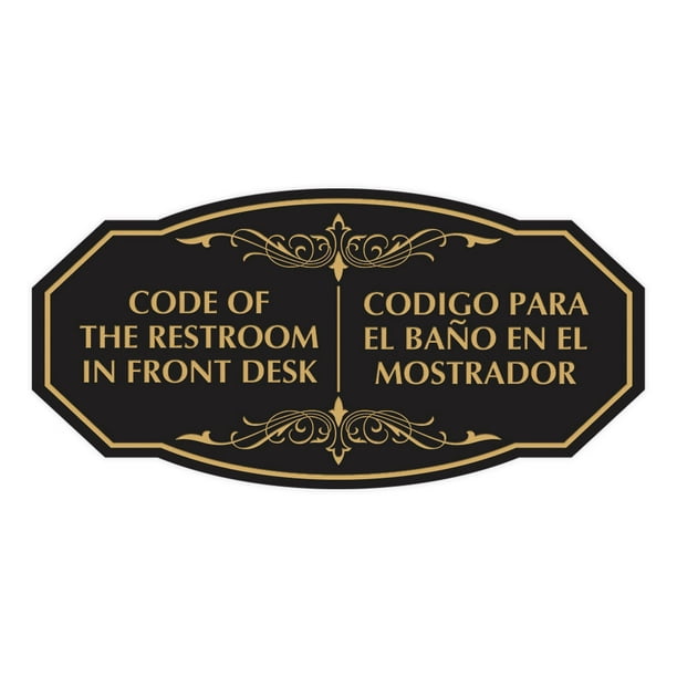 Signs ByLITA Victorian Code Of The Restroom In Front Desk/ Codigo Para ...