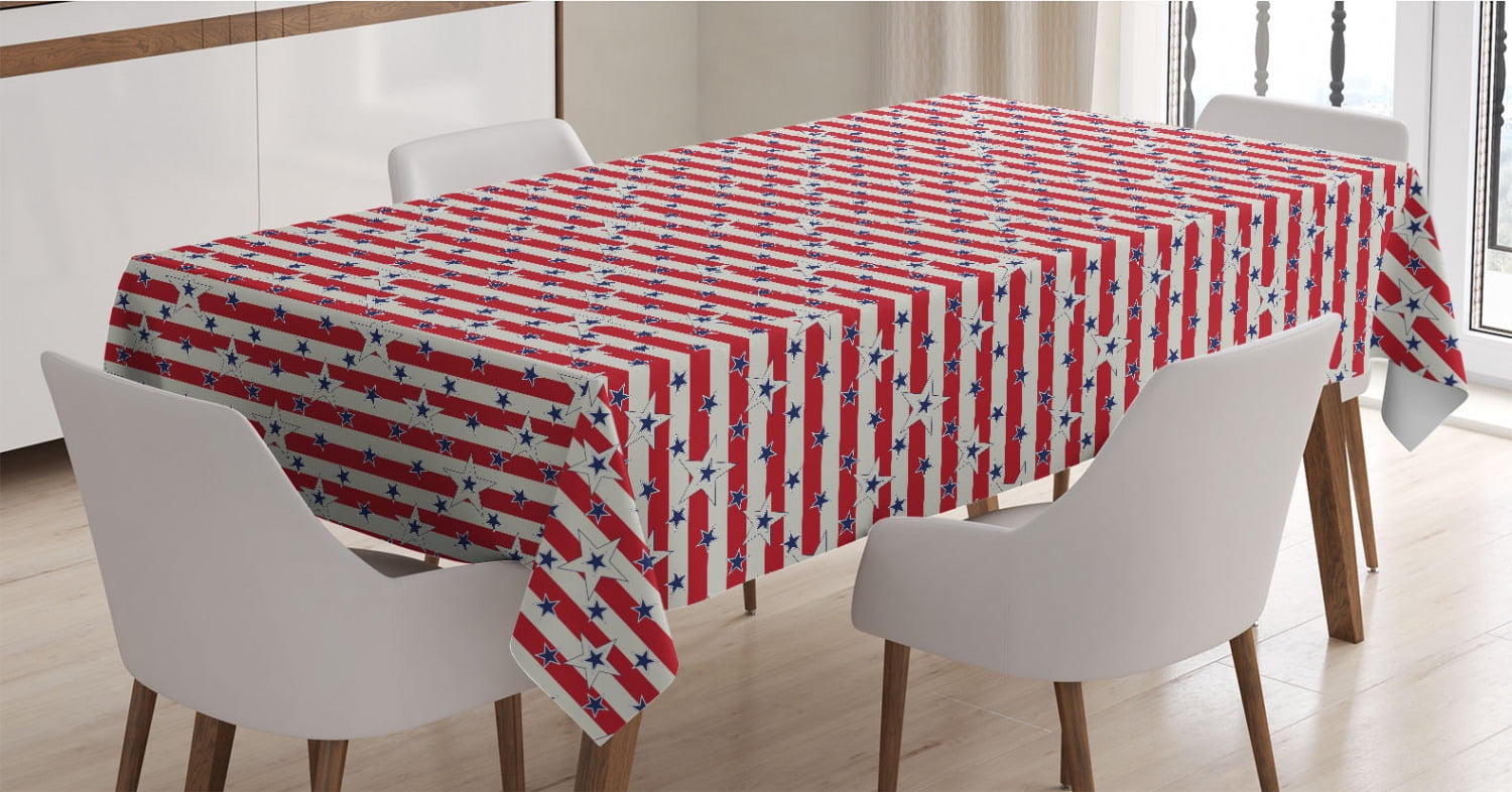 4th of July Tablecloth, Stripes with Stars Freedom and Liberty of the ...