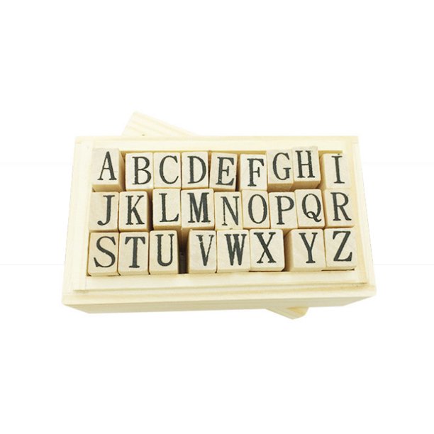 Stamp Stamps Rubber Letter Ink Alphabet Set Wood Wooden Vintage Letters ...