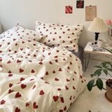 DUFDIE Luxurious Korean Style Full Queen Size Red Heart Bedding Set ...