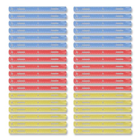 Acme United 17722 12 in. Standard & Metric Plastic Ruler, Assorted ...