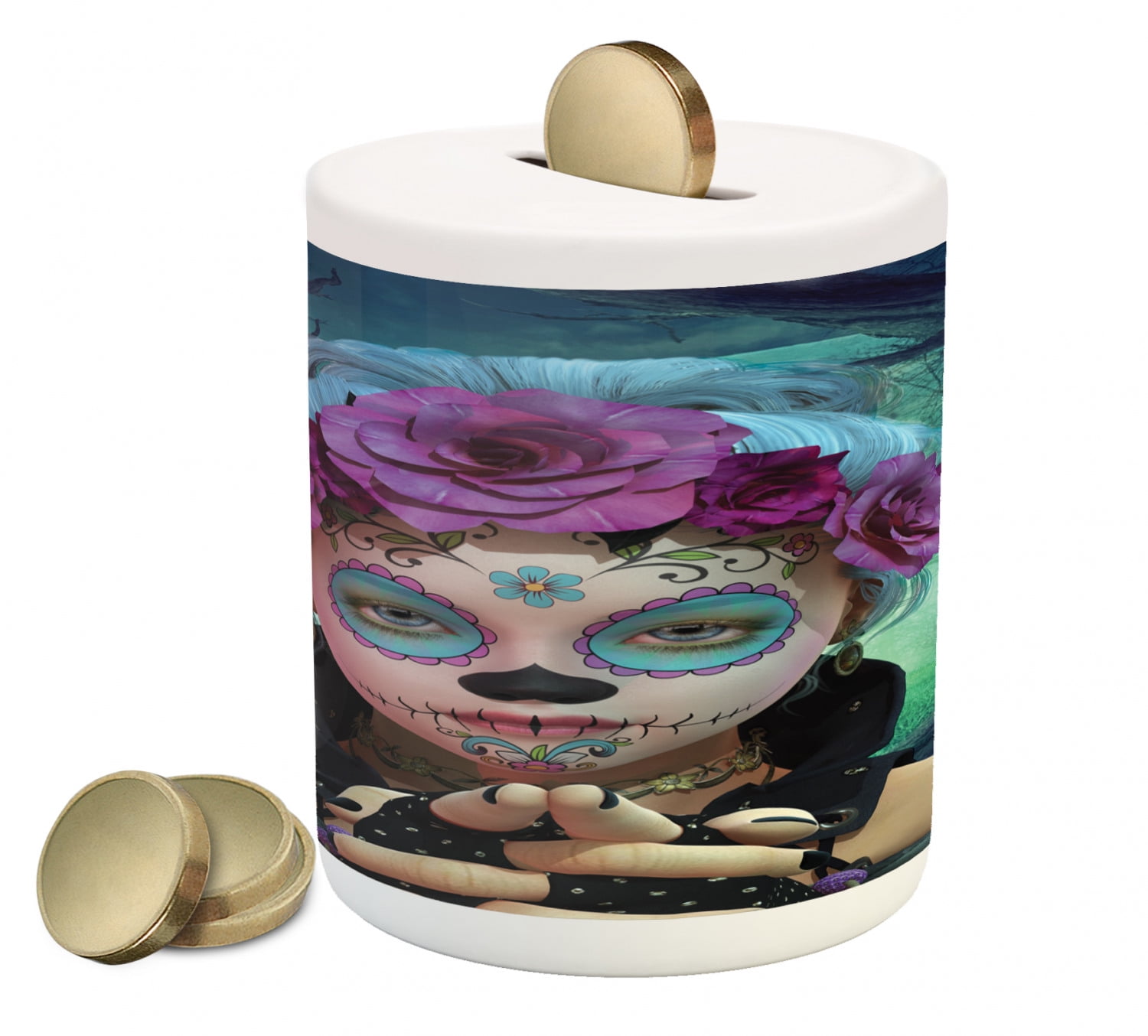 Horror Piggy Bank, Scary Clown like Girls Showing Hands Gloves an ...