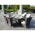 Wicker Outdoor Patio 6-Seat Rectangular Fire Pit Dining Table and ...