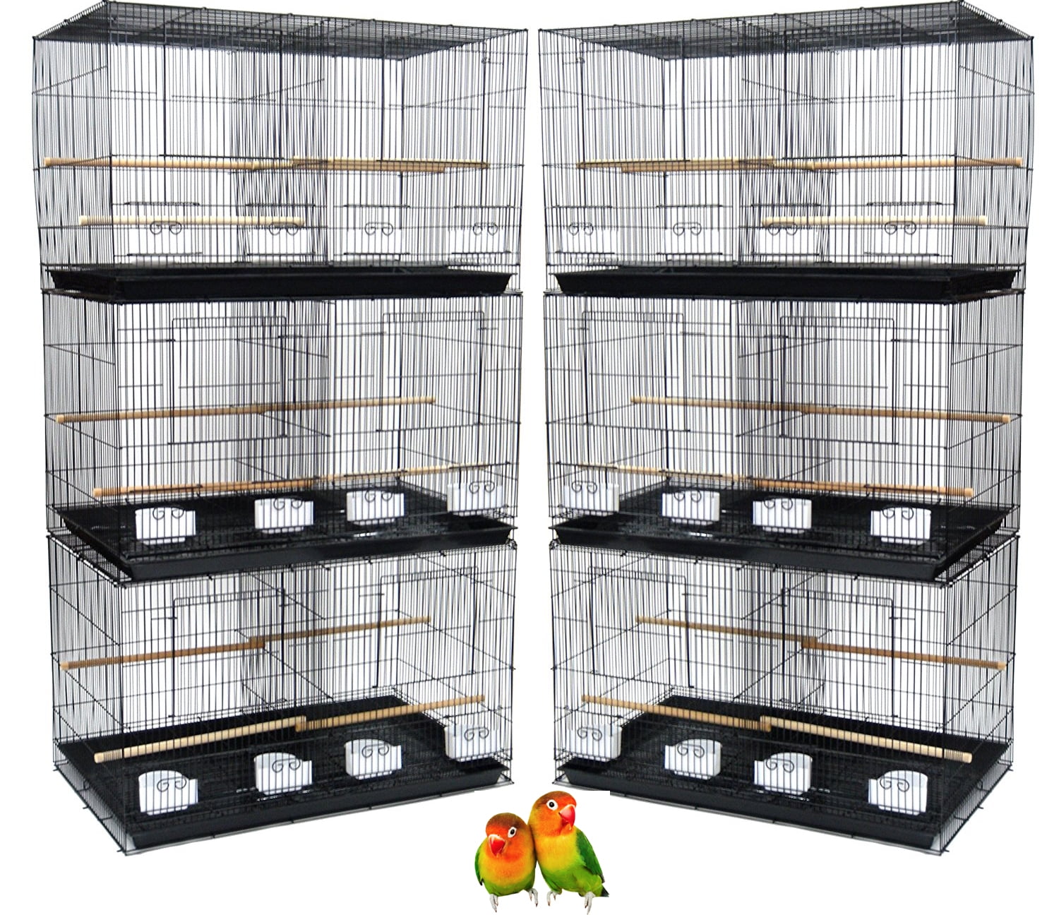 Lot of Six Breeding Breeder Bird Flight Cages With Center Divider For ...