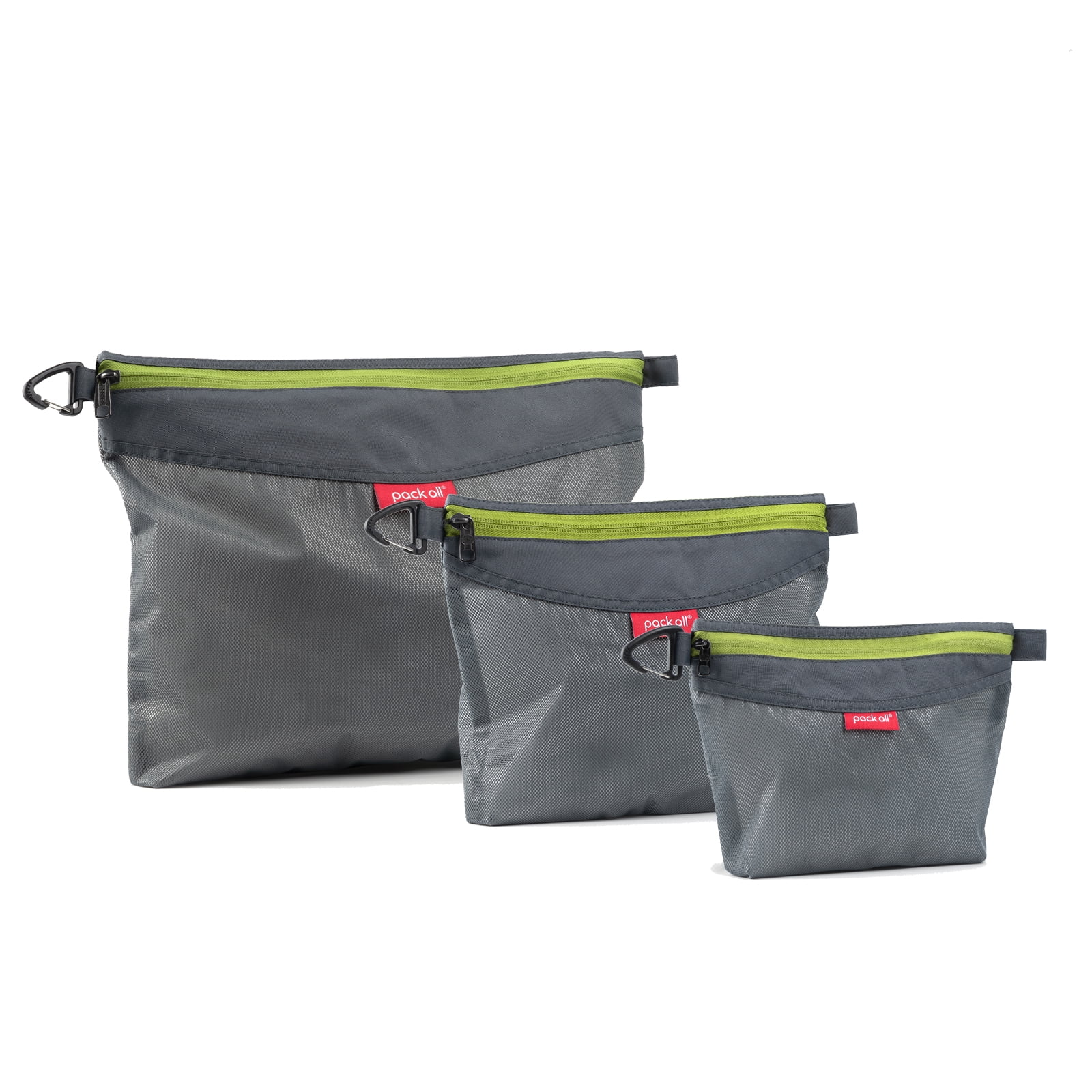 pack all 3 Pcs Water-resistant Material Zipper Pouch Set(Gray ...
