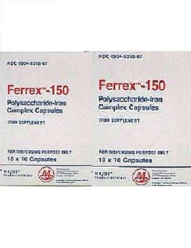 Major Ferrex-150 MG Polysaccharide-iron Complex 100 Unit Dose Capsules ...