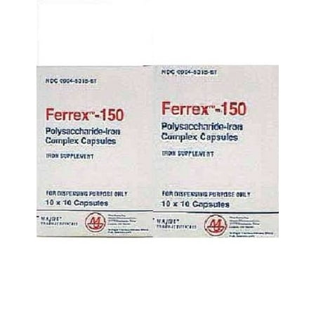 Major Ferrex-150 MG Polysaccharide-iron Complex 100 Unit Dose Capsules ...