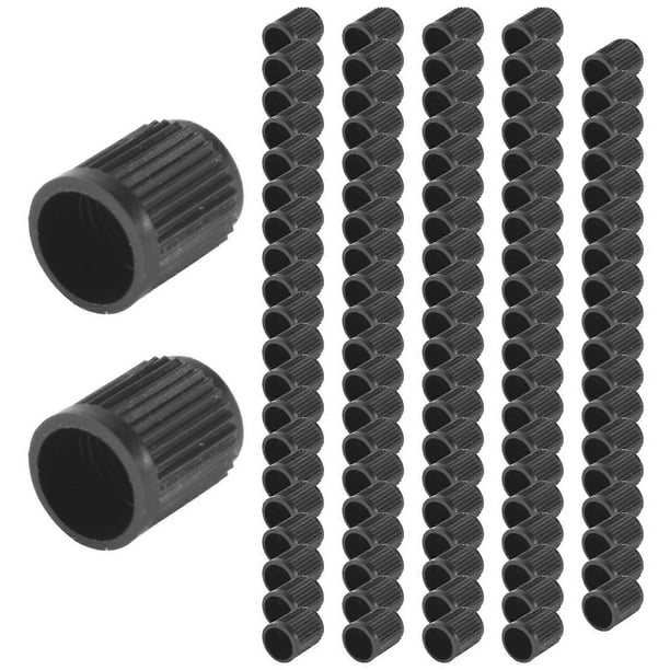 Set of 100 - Black Plastic Replacement Valve Caps. Cars, Trucks ...