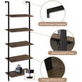 Walmart 5-Tier Wood & Metal Ladder Bookshelf: Black, Wall-Mount Design ...
