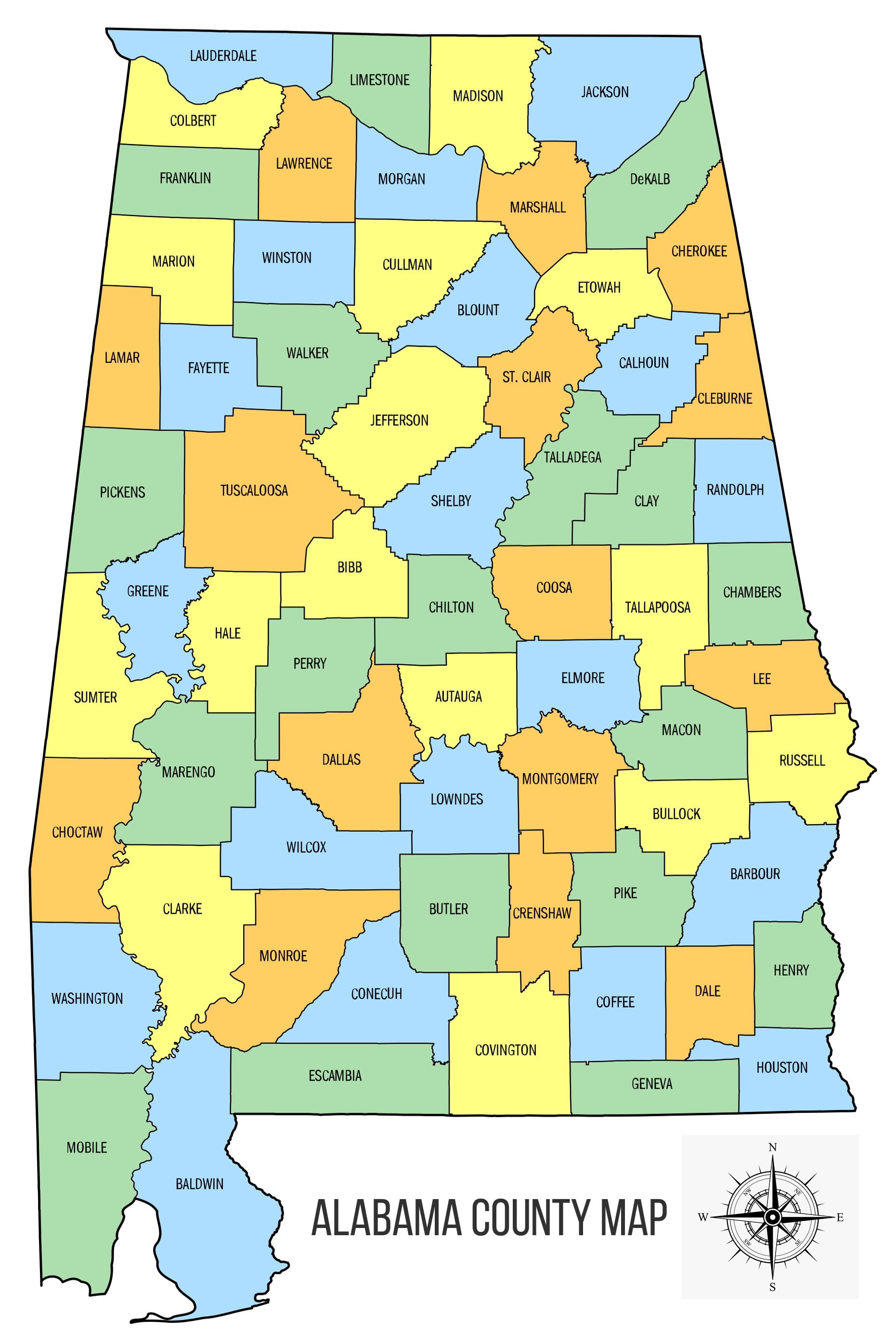 24x36in Alabama County Map 【Laminated】 - Walmart.com 24x36in Alabama County Map 【Laminated】 - Walmart.com